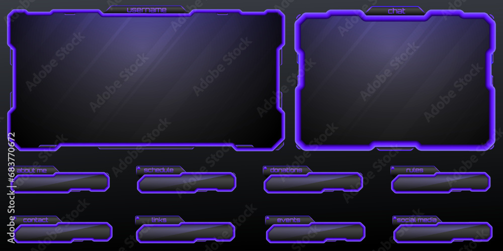Purple border Live Stream Overlay Webcam Screen Frames and Video ...