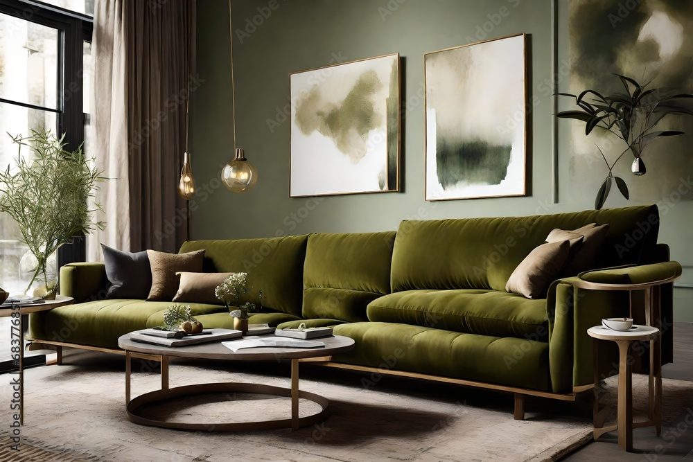 Design an Olive Color Sofa as an earthy and natural element in a ...