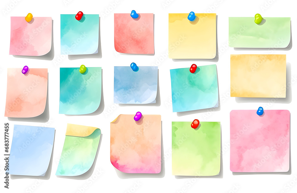 watercolor set of list sheet digital cute sticky notes memo on ...
