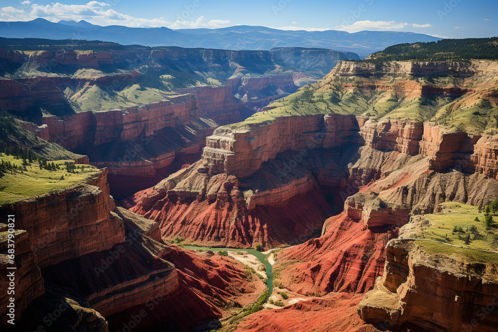 vibrant majesty and grandeur of a gorge when seen from air, embodying ...