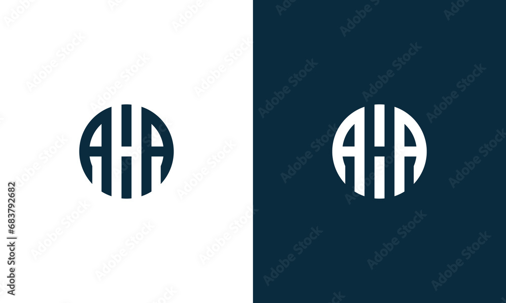 Aha initials logo collection in the shape of a circle with a black and ...