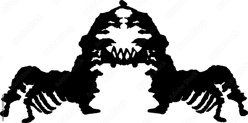 A vector illustration of a rorschach inkblot in the shape of a spider ...