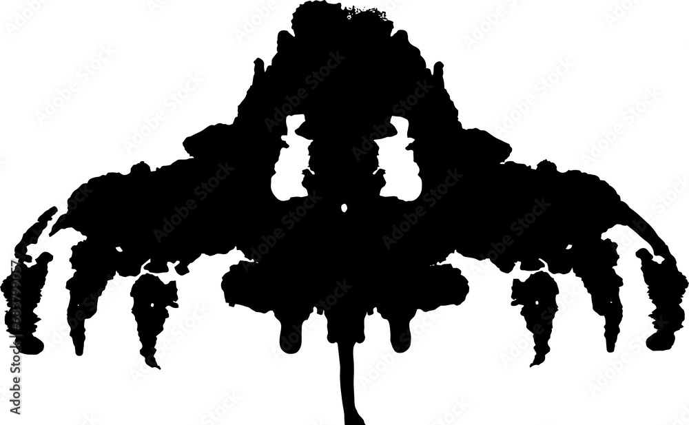 An inkblot with the vague shape of a monster, a skull with claws and/or ...