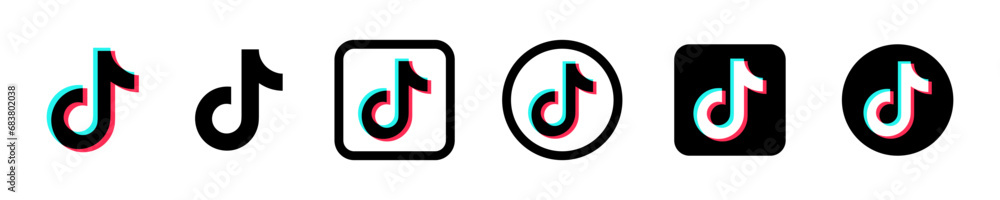 Tik-tok company logo set.Tik-tok social media icons. Rivne, Ukraine ...