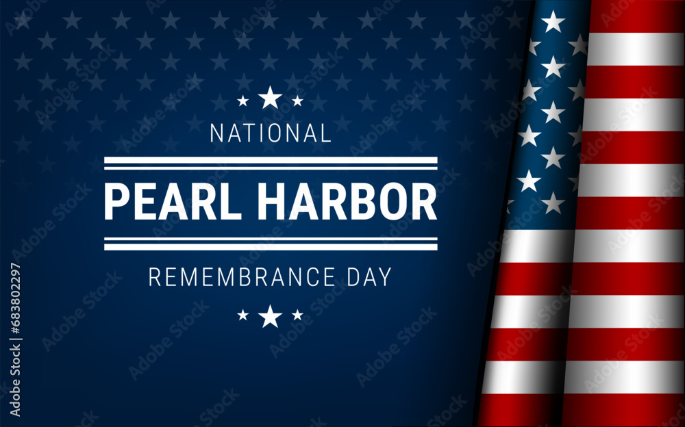 Pearl Harbor banner blue background with USA flag and Pearl Harbor ...