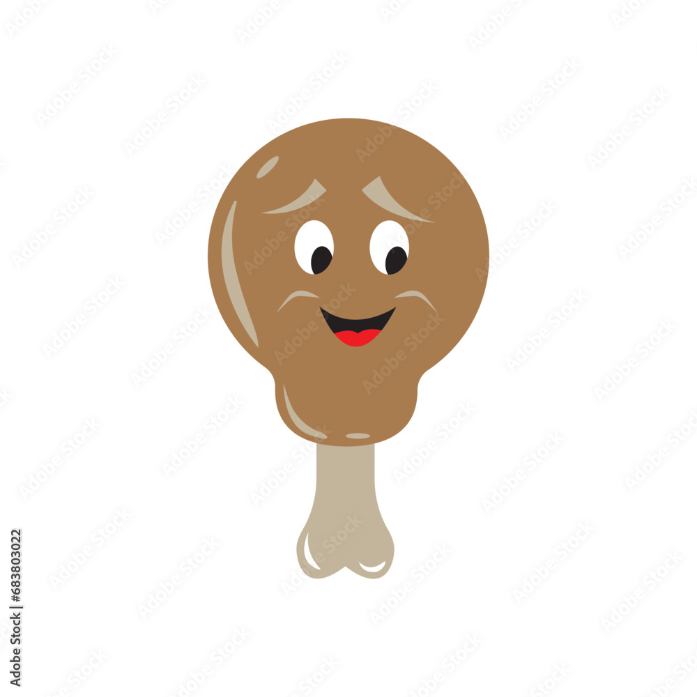 fried chicken food animated cute cartoon vector illustration Stock ...