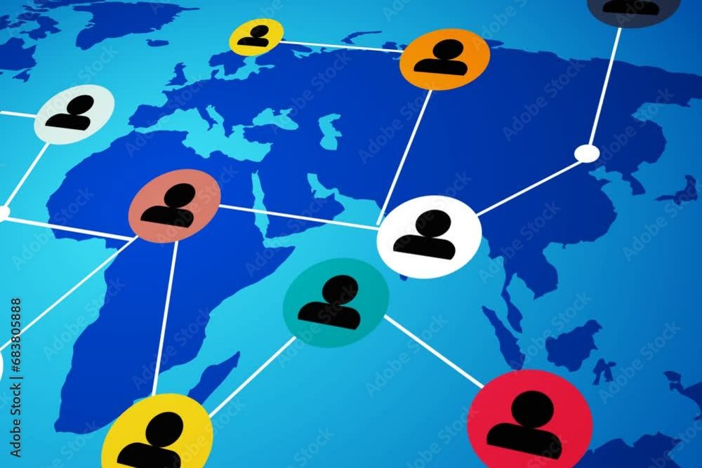 Animation of network of connections and white people icons interacting ...