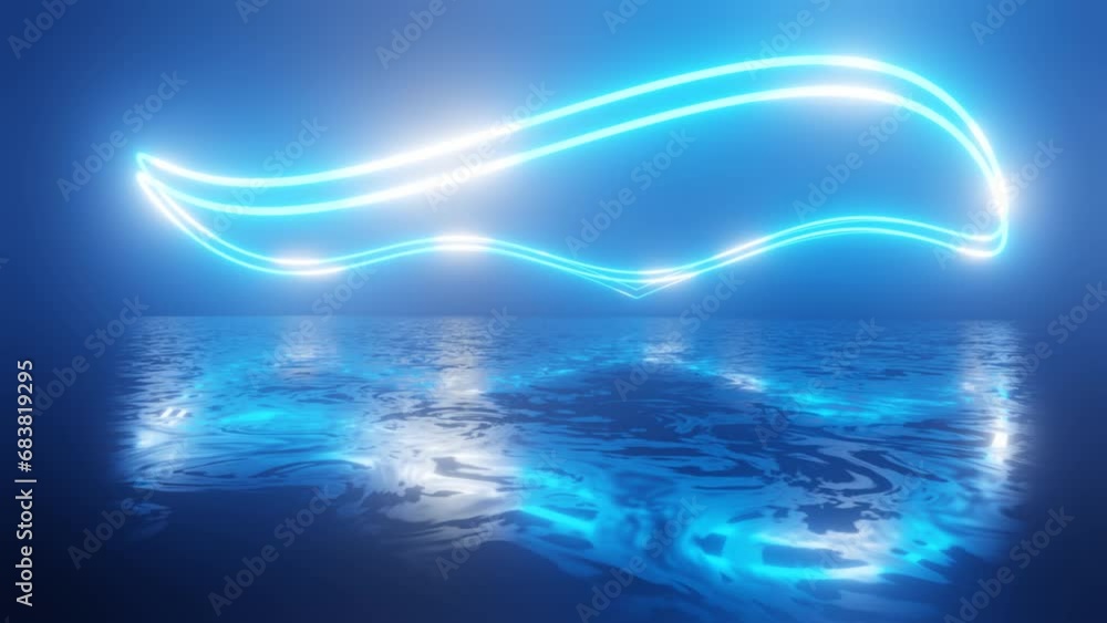Neon curved rings spin. Neon Design 4K video with various neon elements ...