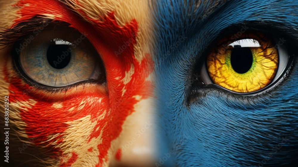 double face animal, eyes matching perfectly in a seamless transition ...