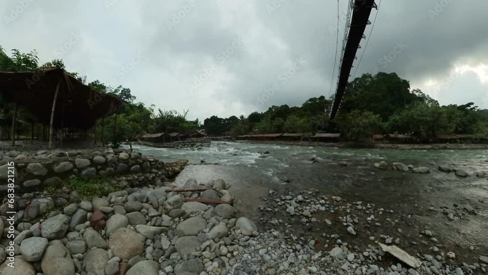 Sumatra, Indonesia - Sep 8, 2022: River townscape view of Bukit Lawang ...