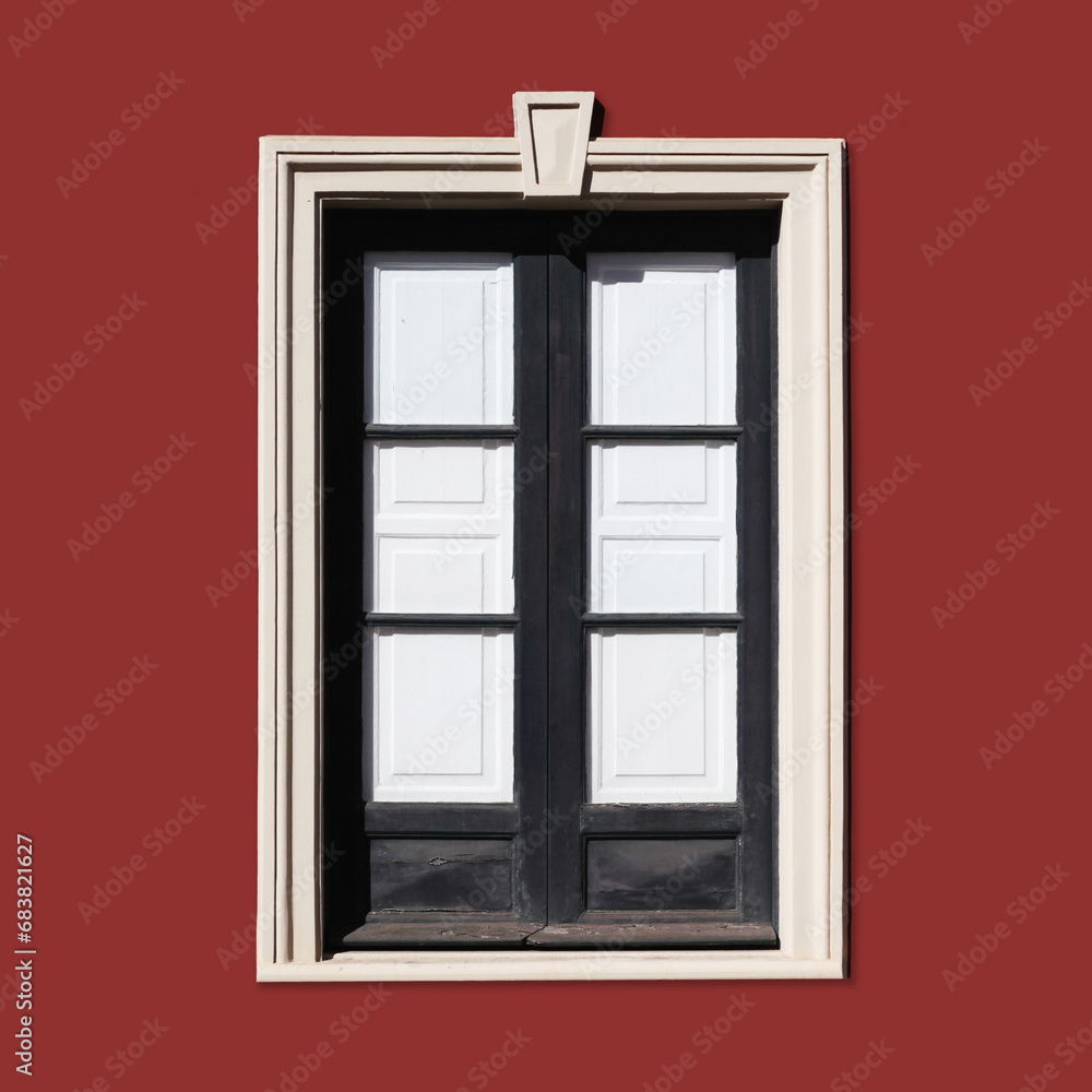 Spanish architecture background. Window frame isolated. Retro style ...