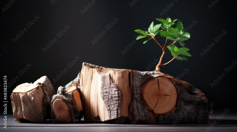 Persistence and determination business concept with chopped trees as ...