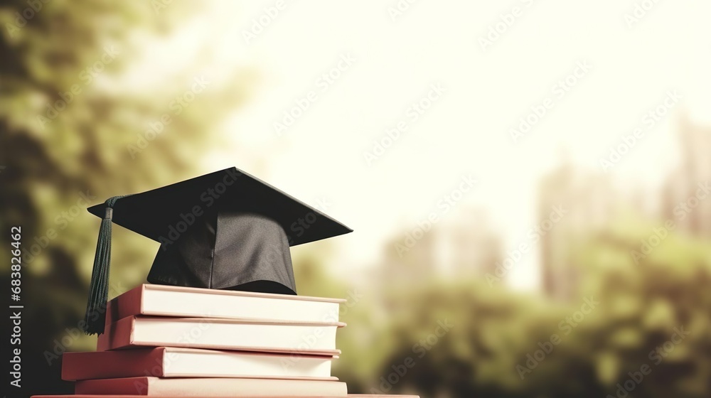 Graduation cap and stack Stock Illustration | Adobe Stock