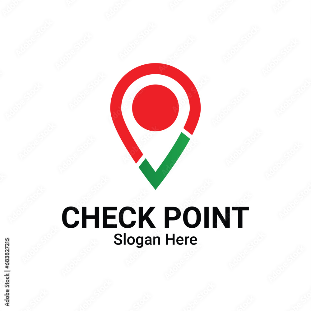 Vetor de Geo Tag With Check Mark Or Location Point Logo Design. Check ...