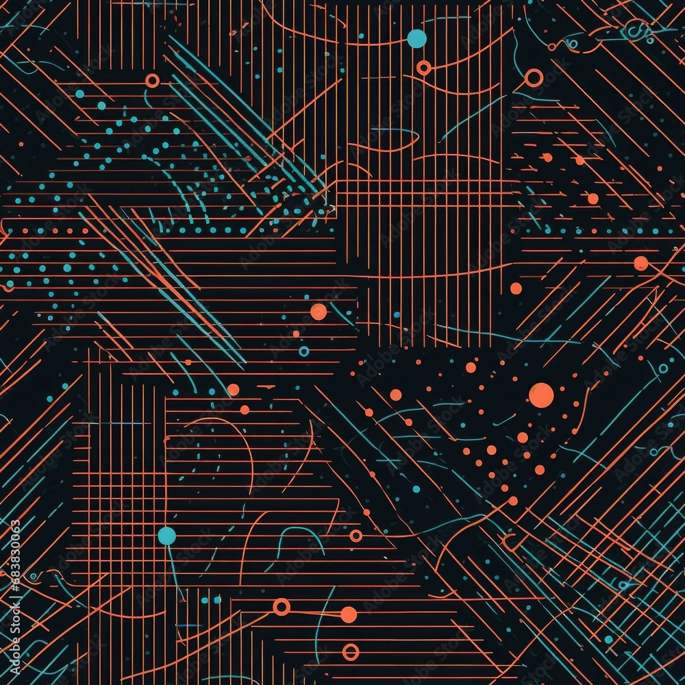 Seamless looping texture of lines and dots. Endless background. AI ...