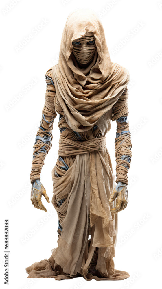 Studio shot portrait of scary mummy pose. halloween cosplay like a ...