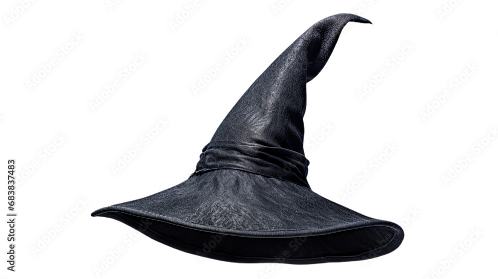Wizards black pointy hat head. Side View. Isolated on Transparent ...