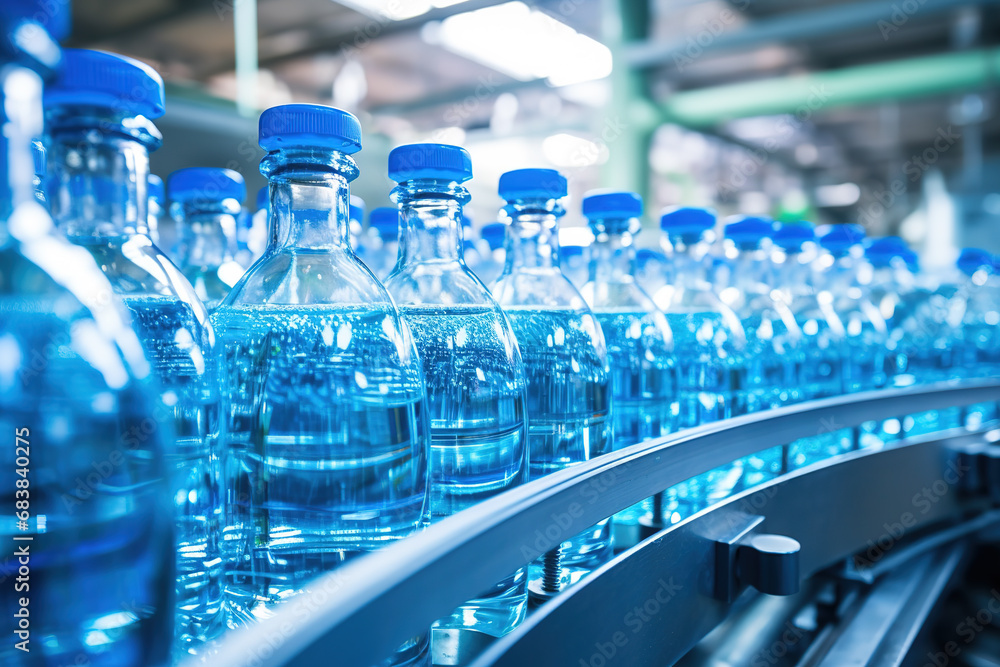production of drinking water in plastic bottles in the workshop, the ...