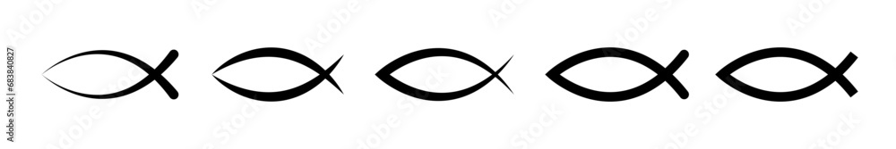 Christian fish symbols. Christian icon set. Christian fish vector icons ...
