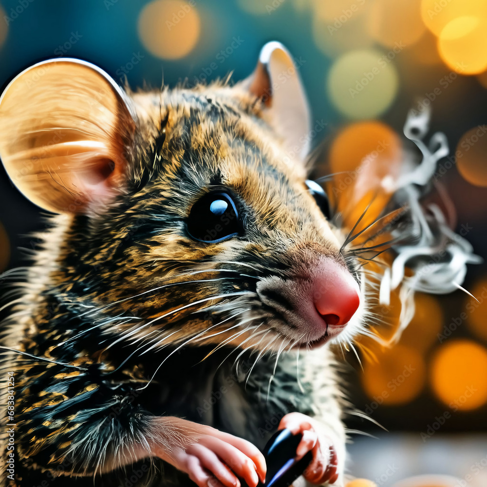 mouse with a cigarette, drawing in Cartoon style ilustración de Stock ...