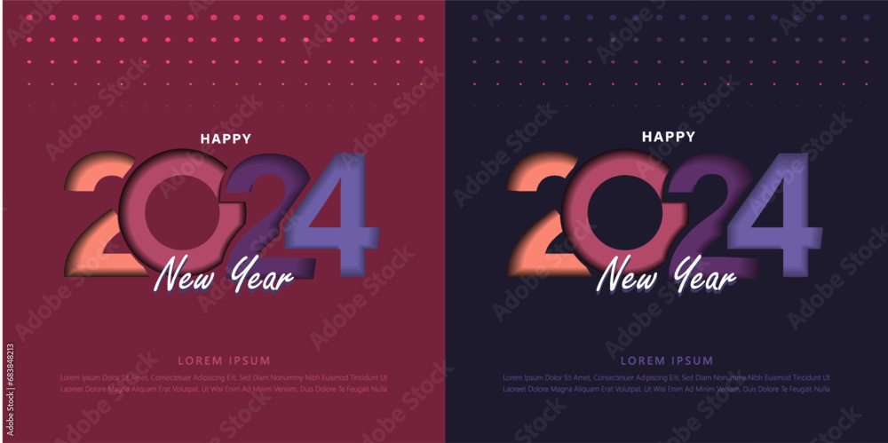 Happy new year 2024 design. With colorful truncated number ...