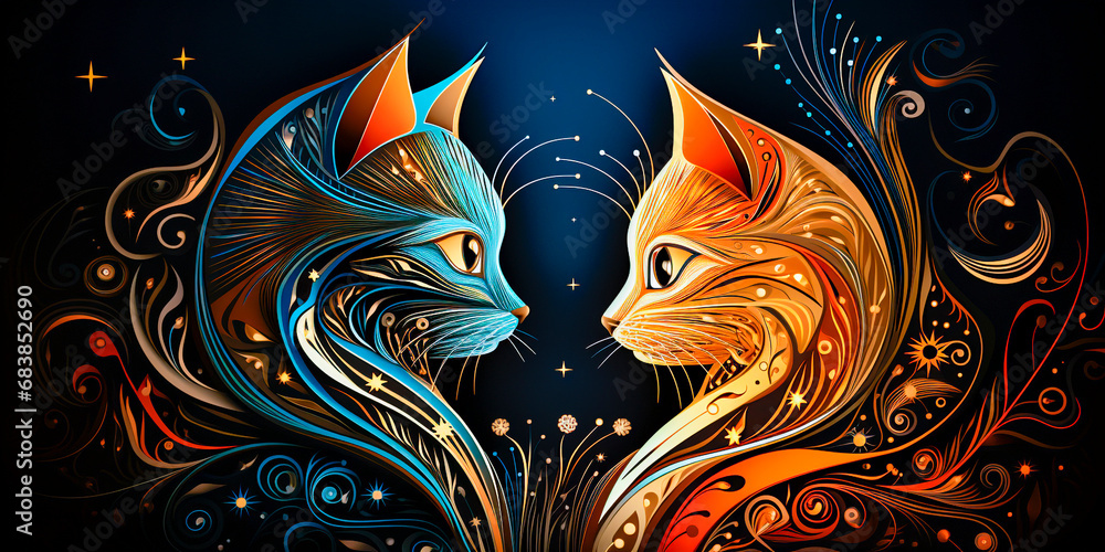 Can you spot the purring perfectly intertwined tails and golden motifs ...