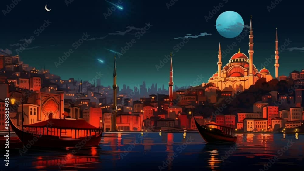 Vidéo Stock Hagia Sophia, Istanbul Turkey at night with shooting star ...