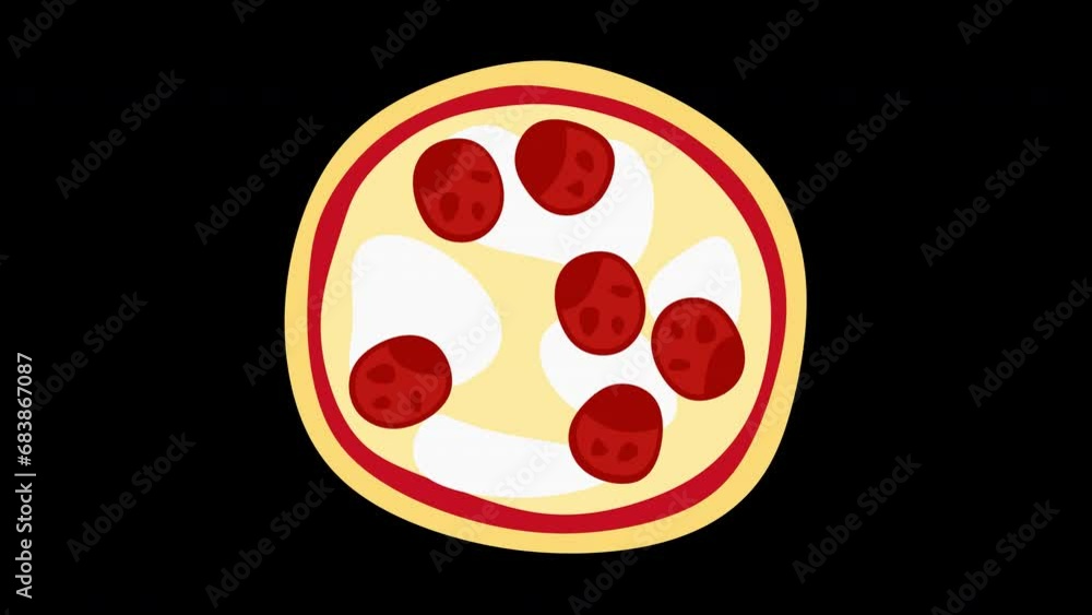 Pepperoni pizza graphic animation. Alpha channel. Italian pizza on ...