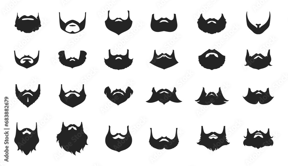 Beard Vector Set. Handsome Man Beard Vector Illustration. Hipster Men ...