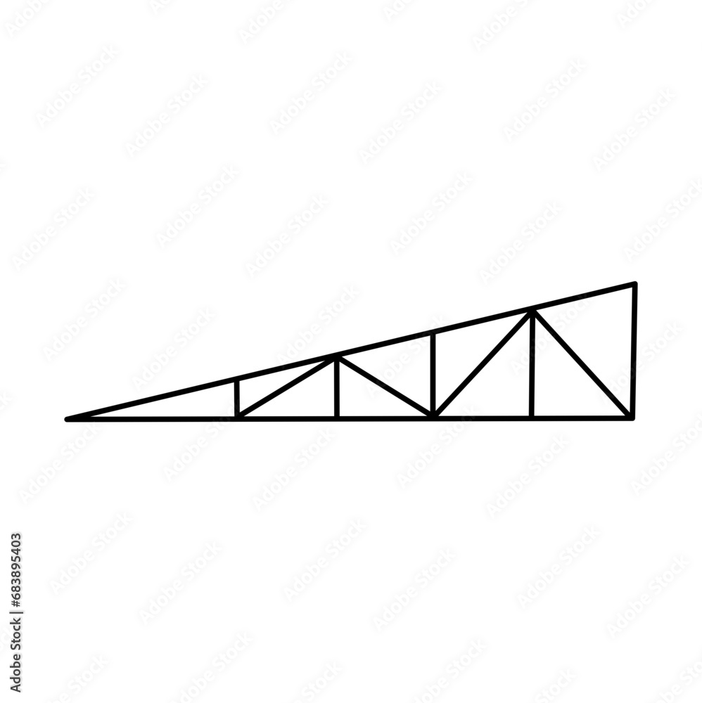 Roof metal truss construction. Icons of Roofing steel frame. Vector ...