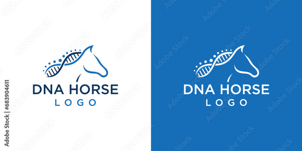 DNA Horse Logo Design Template. Horse and DNA Molecular Combine. Health ...