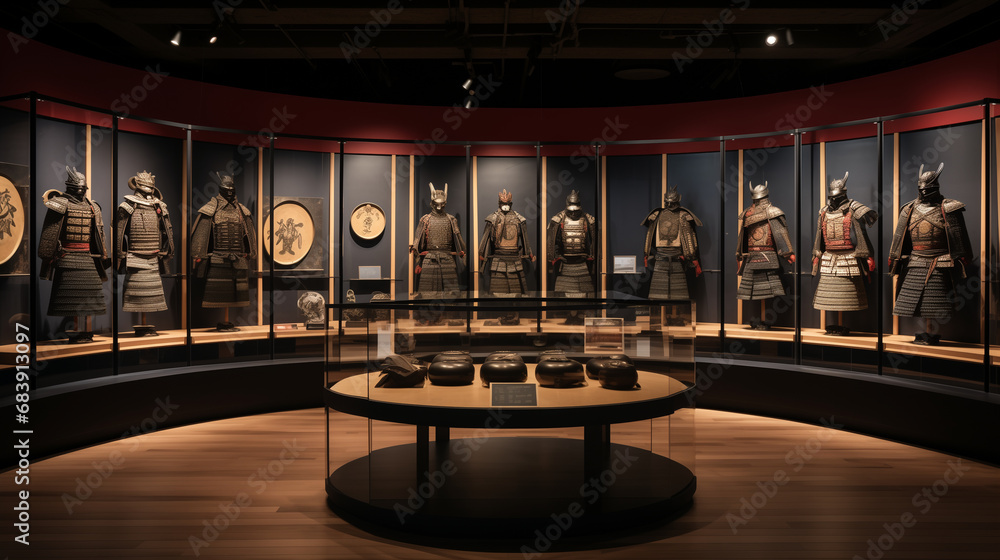 Samurai armor collection museum display Stock Photo | Adobe Stock