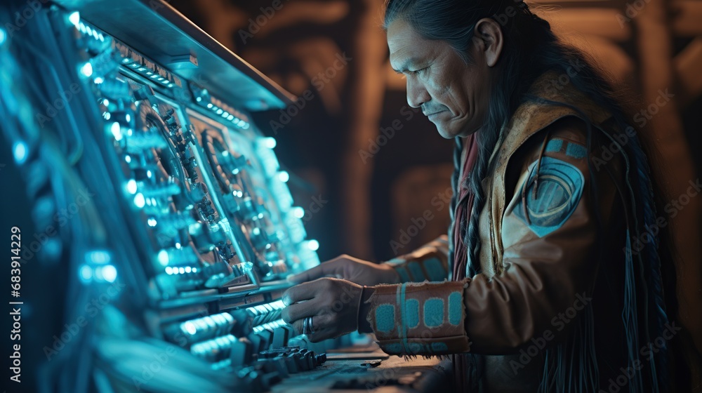Native American indigenous mechanical engineer working on Industry ...