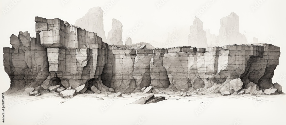 The vintage illustration showcased a beautiful black and white drawing ...