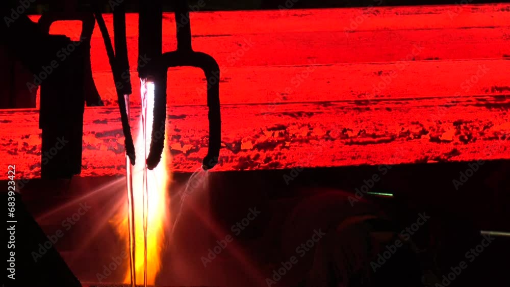 Iron foundry. Continuous casting machine. Production of steel billets ...