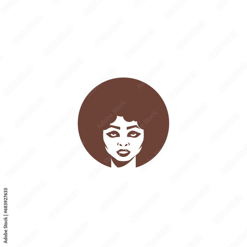 Beautiful Black Afro African American girl woman Logo Symbol Design ...