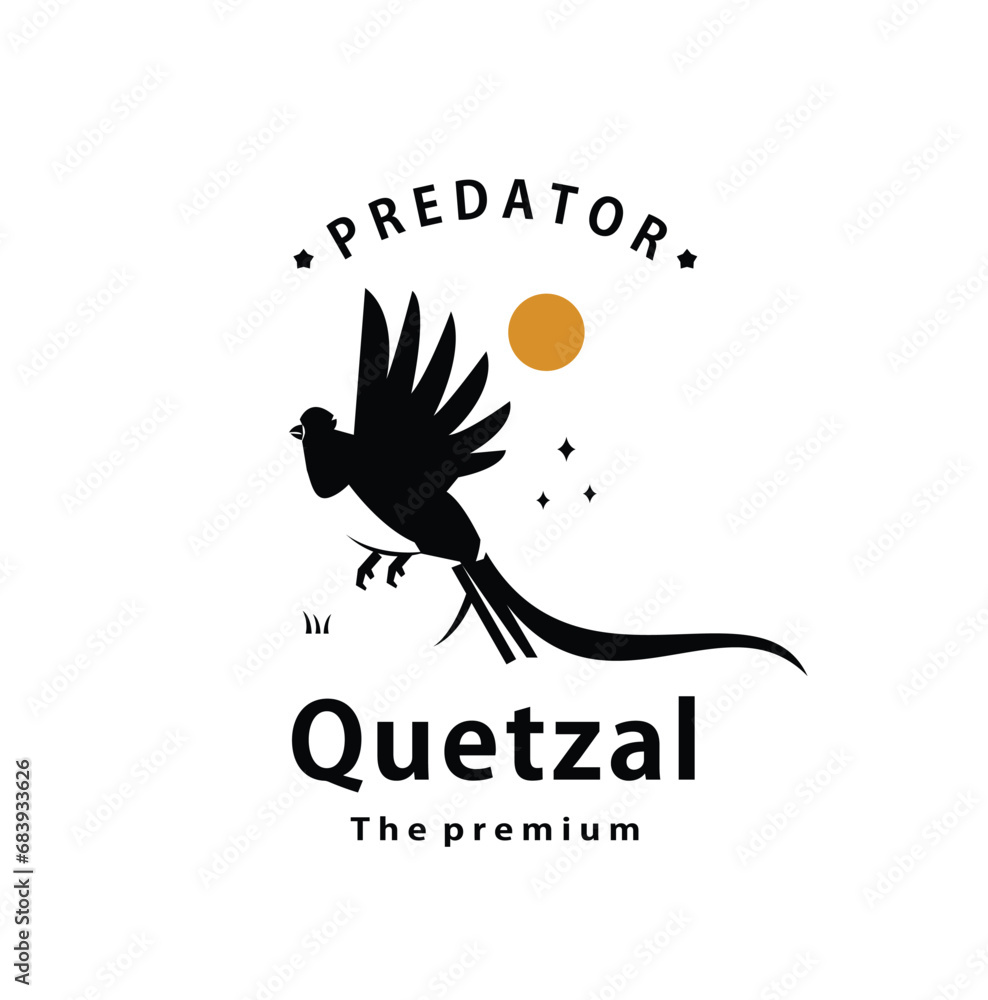 vintage retro hipster quetzal logo vector outline silhouette art icon ...