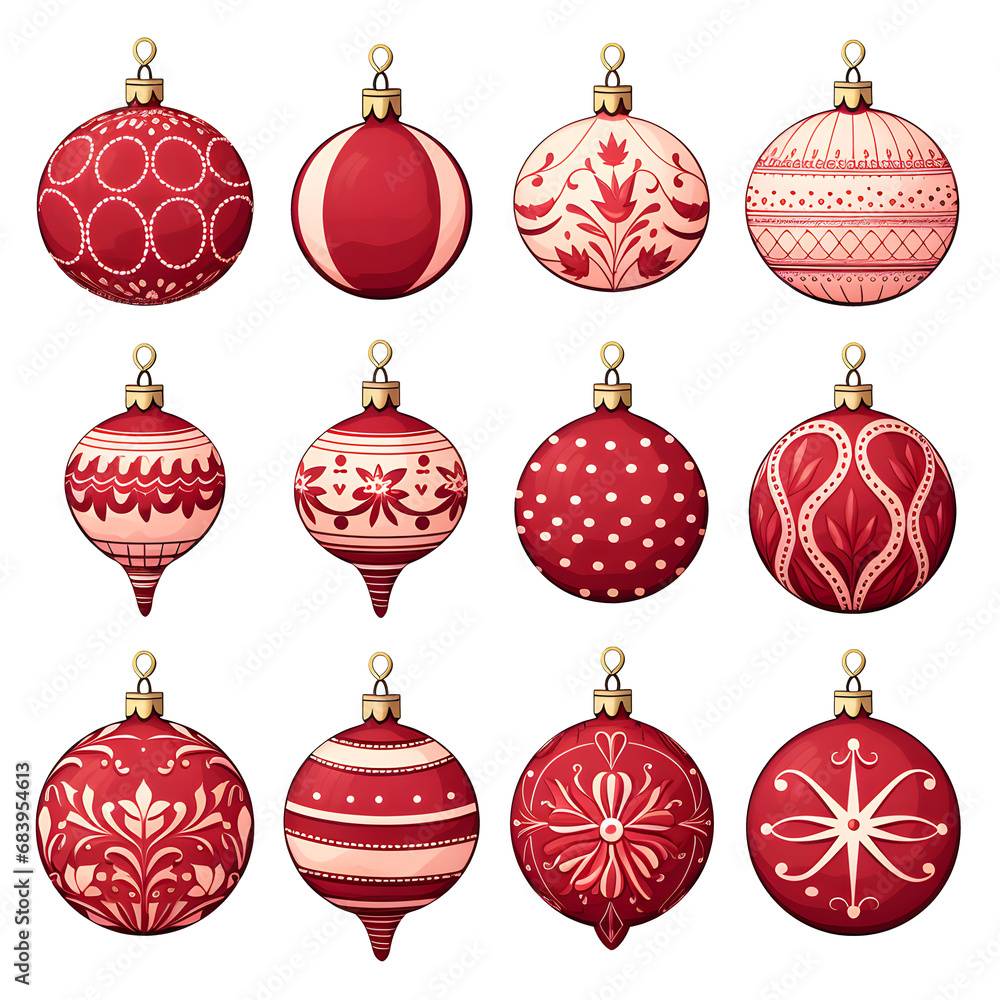 christmas ornaments clipart in color Red, christmas clipart, x-mas ...