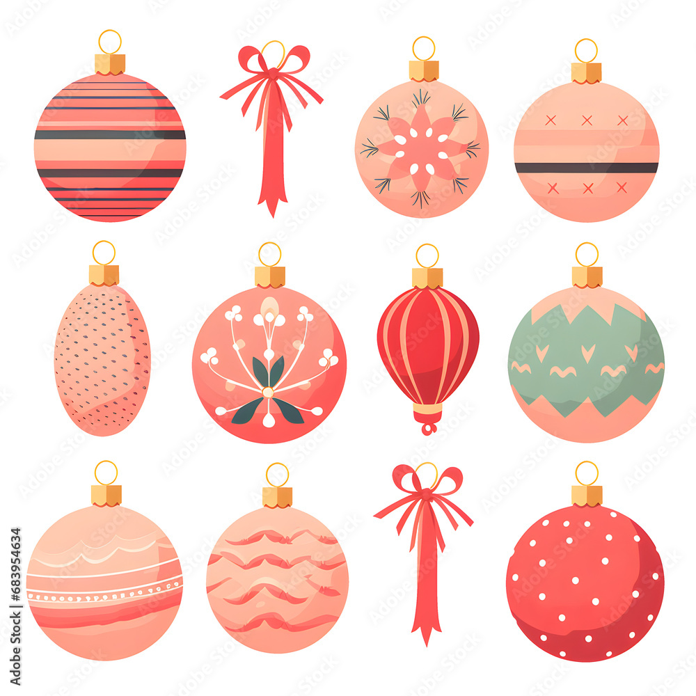 christmas ornaments clipart in color salmon, christmas clipart, x-mas ...