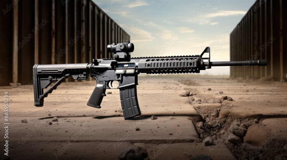 High-quality American AR-15 assault rifle in action Stock Photo | Adobe ...