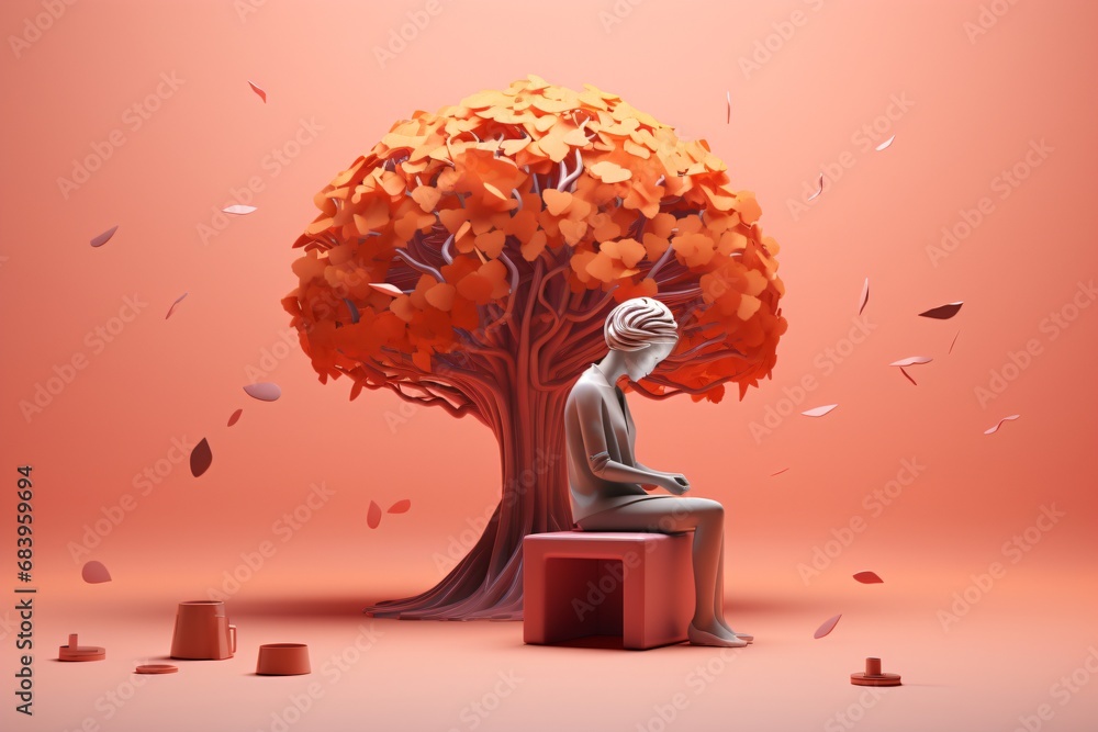 Graphic illustration for overthinking, stress, and worries Stock ...