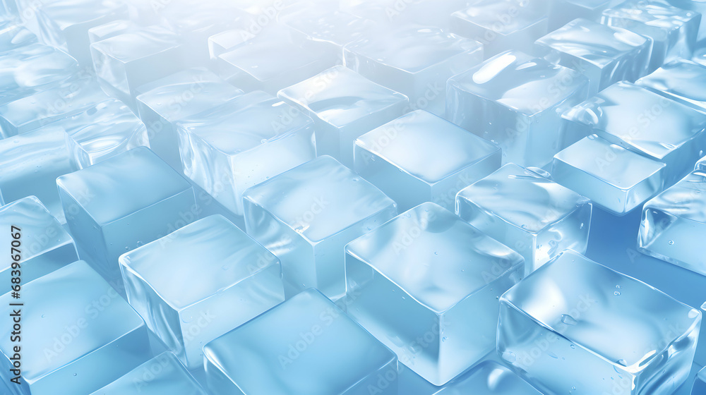 Icy surface background. Illustration of groups of ice cubes scattered ...