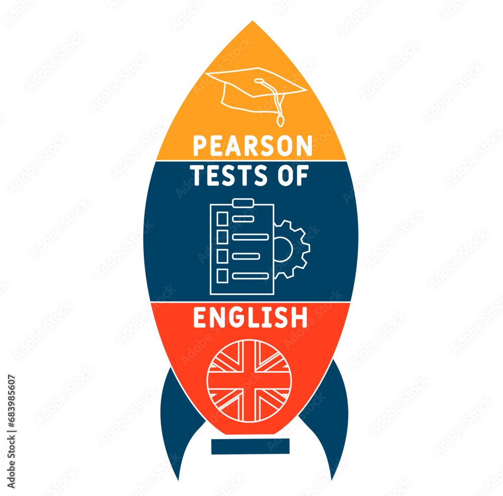 PTE - pearson tests of English acronym. business concept background ...