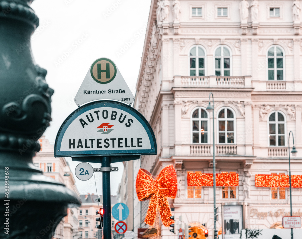 Vienna, Austria: bus street sign for Vienna Lines Stock Photo | Adobe Stock