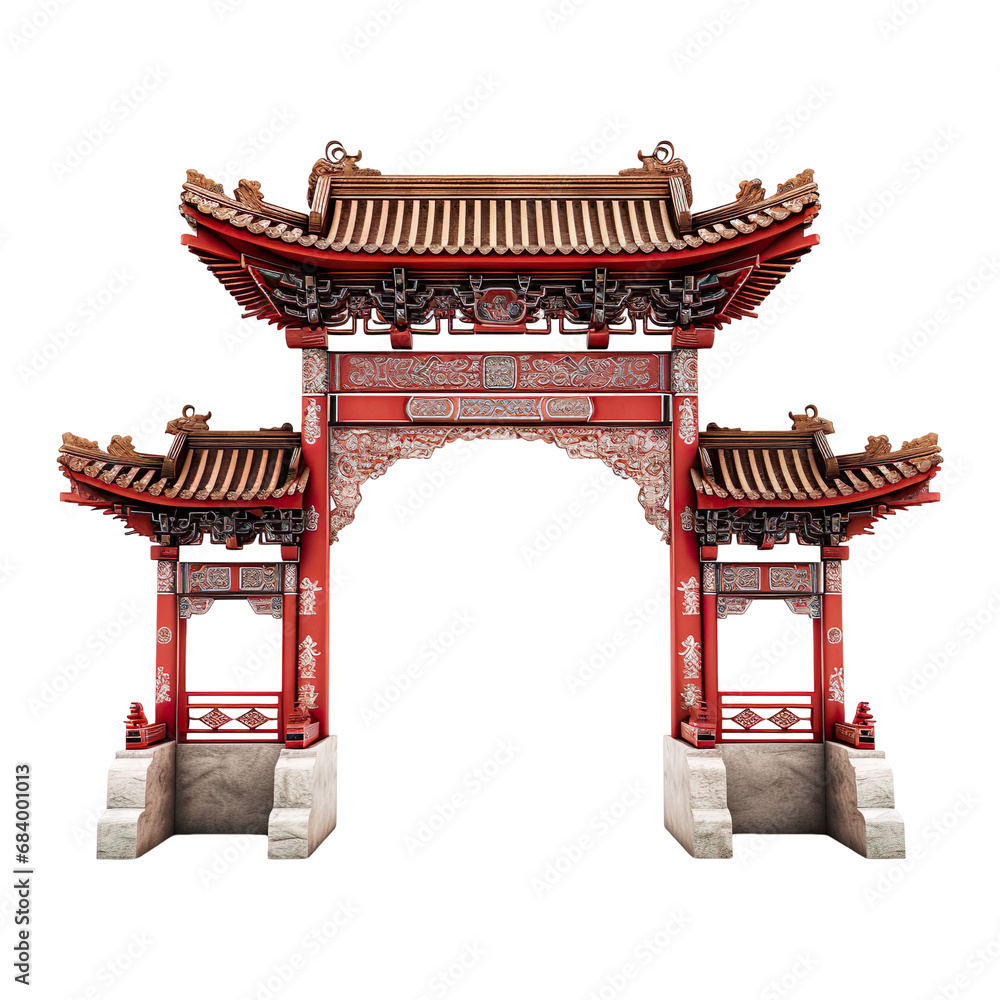 Chinese pavilion gate isolated on transparent background. Stock ...