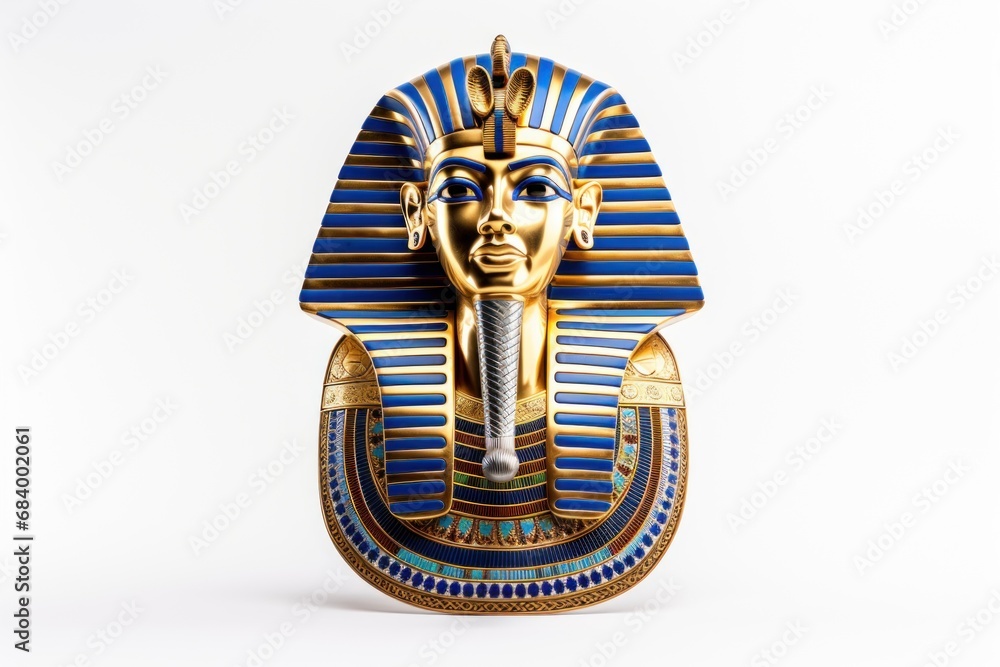 Egyptian Pharaoh funerary mask isolated on white background. Golden ...