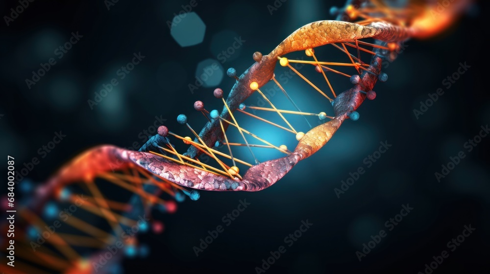 Human DNA Strand Against a Black Background. Representation of DNA ...