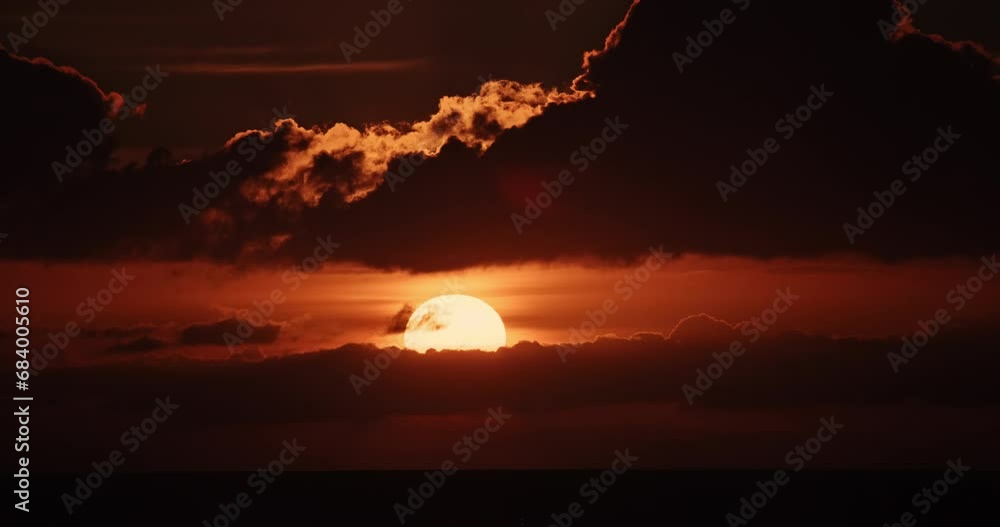 Dramatic natural sunrise sky time laps, big close up shot sun rising ...