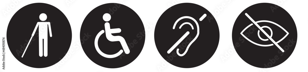 Useful icons for disabled persons. Disabled person icon set. Stock ...