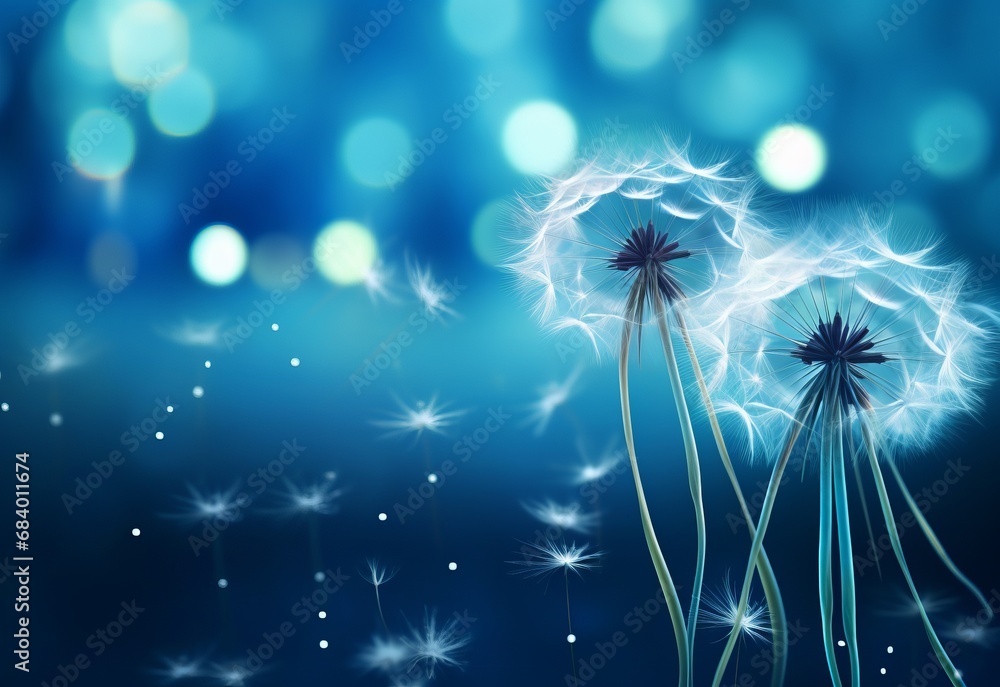 Mesmerizing Dance of Dandelion Seeds on a Sparkling Background ...